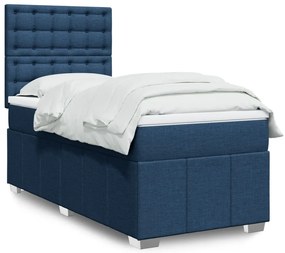 Box spring postel s matrací modrá 90x200 cm textil 3291571