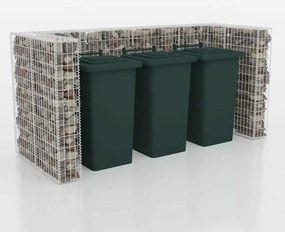 Gabionová zástěna pro 3 popelnice ocelová 250 x 100 x 120 cm 142560