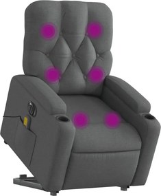 Elektrické zvedací masážní polohovací křeslo tmavě šedé textil 3204747