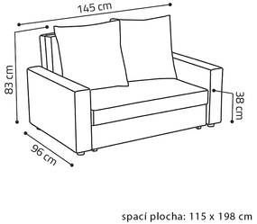 Pohovka ASTRA II | 145 cm | rozkládací + úložný prostor | VÝBĚR TKANIN