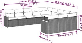 11dílná zahradní sedací souprava s polštáři černá polyratan 3226428