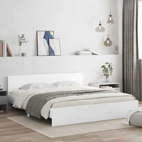 Rám postele s čelem s čelo Bílá 137 x 190 cm Kompozitní dřevo 3402863