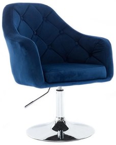 LuxuryForm DESIGN Otočné křeslo ANDORA VELUR na stříbrném talíři - modré