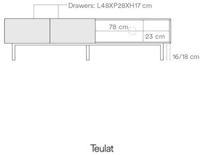 TV stolek v dekoru dubu v bílo-přírodní barvě 180x45 cm Arista – Teulat