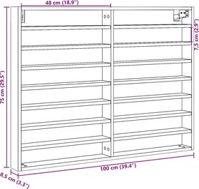 vidaXL Vitrína 100 x 8,5 x 75 cm kompozitní dřevo [847936] Barva: dub sonoma