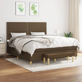 Box spring postel s matrací tmavě hnědá 180x200 cm textil,  3137096