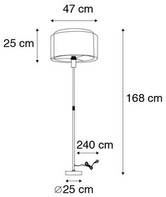 Stojací lampa z oceli s černým a bílým stínítkem 47 cm nastavitelná - Parte