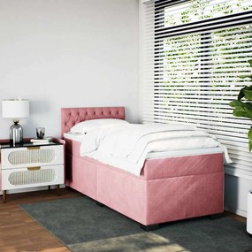 Box spring postel s matrací růžová 80 x 200 cm samet 3288473