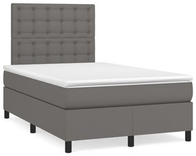Box spring postel s matrací šedá 120x190 cm umělá kůže - Default Title