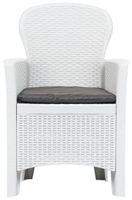 Zahradní židle 2 ks + podušky bílé plastové ratanový vzhled - Default Title