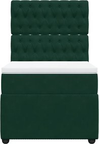 Box spring postel s matrací tmavě zelená 90x200 cm samet 3292247
