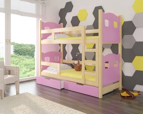 Dětská patrová postel se zábranou a úložným prostorem Hana 07