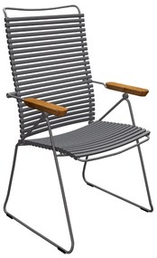 Tmavě šedá plastová polohovací zahradní židle HOUE Click