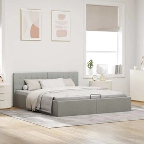 Zvedací rám postele úložný prostor světle šedý textil 160x200cm 285580