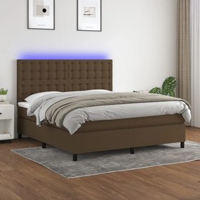 Box spring postel s matrací a LED tmavě hnědá 180x200 cm textil 3135216