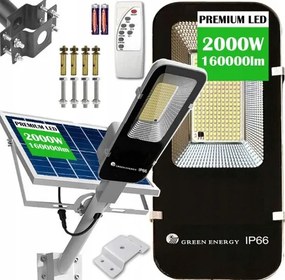 2000W Solární Lampa Zahradní Pouliční Lampa Senzor Soumraku Led Držák Výkonný Pir