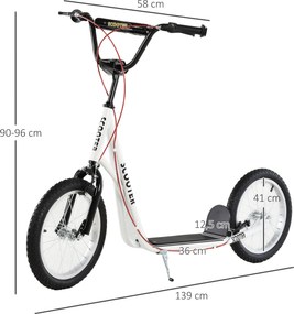 HOMCOM dětská koloběžka, koloběžka, městská koloběžka, koloběžka s pneumatikami, ruční brzda, dětská koloběžka, skládací | Aosom