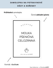 MOUKA PŠENIČNÁ CELOZRNNÁ - omyvatelná samolepka na dózu, výběr rozměrů Ø 5 cm / 5 x 5 cm / 6 x 8 cm | DomaLEP