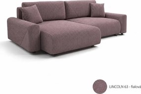 Rozkládací rohová sedačka RIMONA 240x168 - výběr potahové látky Lincoln 63 - fialová pravý roh