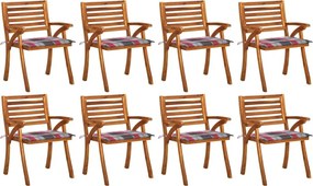 vidaXL Zahradní židle s poduškami 8 ks masivní akáciové dřevo [3075205] Barva: Vzor červená kostka
