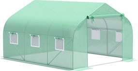 Fóliový skleník Outsunny Skleník 350x300x200 cm se sedlovou střechou ideální pro rajčata a rostliny