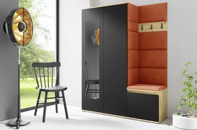 Eka Předsíňová stěna s čalouněnými panely Trinity 11 - Dub Artisan s černou / Okrová 2325