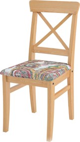 Potah na židli Ingolf s čalouněným sedákem barva vícebarevná látka pletený vzor, vzorované
