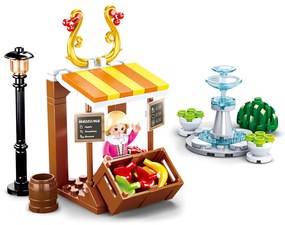 Sluban Girls Dream Village M38-B0870 Dobový stánek s ovocem a fontána