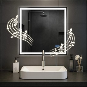 Koupelnové zrcadlo Jaffrey 80x80 s Bluetooth – čiré sklo