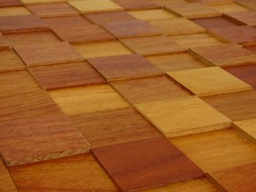 IROKO 50, jednotlivé kusy 50 x 50 mm (0,0025 m²) - dřevěná mozaika 3D Broušený - olejovaný 4 mm