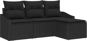 Set pohovek 4 ks Černá polyratan 3355342