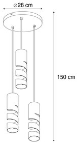 Moderní závěsné svítidlo černé 3-světelné - Stream