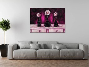 Gario Ručně malovaný obraz Kopretinové růžové trio Rozměry: 120 x 80 cm
