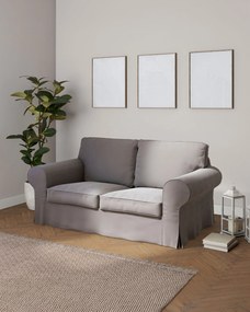 Potah na pohovku IKEA Ektorp 2-místná, rozkládací, STARÝ MODEL barva šedá látka lesklé, sametová
