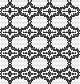 Hisbalit Skleněná mozaika bílá; černá; černo-bílá Černobílá Mozaika ADAGIO 2,3x2,6 (33,3x33,3) cm - HEXADA