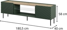 TV stolek Onda 180,5 cm zelený/dub artisan