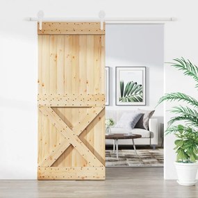 Posuvné dveře s kováním 90 x 210 cm masivní borové dřevo,  3203269