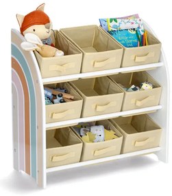 Zeller Present Dětský regál, organizér na hračky s 9 látkovými boxy, RAINBOW