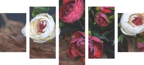 5-dílný obraz květinové vinobraní - 200x100 cm
