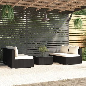 vidaXL 5dílná zahradní sedací souprava s poduškami polyratan [3101445] Barva: Černá a krémová