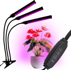JU Univerzální rostlinná lampa se třemi světelnými panely, napájená přes USB bez napájecího adaptéru