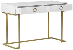 Konzolový stolek se 2 zásuvkami bílý/zlatý WESTPORT Beliani