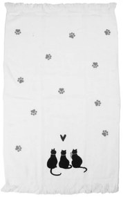 Kuchyňský froté ručník s kočičkami a srdíčkem Paws – 40x66 cm