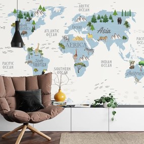 Fototapeta Animals World Map For Kids Wallpaper Design Strukturální vinyl 315x210