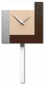 Designové kyvadlové hodiny 58-11-1 CalleaDesign Pendolo Stripes 63cm (více barevných variant) Barva čokoládová-69 - RAL8017 Dýha bělený dub - 81