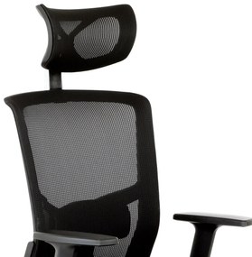Autronic Kancelářská židle s podhlavníkem, potah černá látka a síťovina mesh, houpací mec