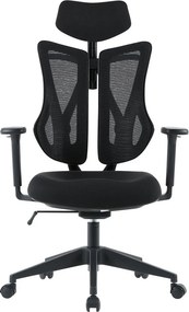 Kancelářská  ergonomická  židle MORA — síť / látka, černá