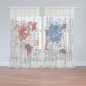 Sablio Záclony Jména států: 2ks 150x250cm