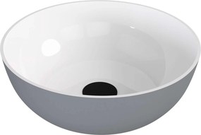 Polysan Banera - Umyvadlo na desku, průměr 39 cm, bez přepadu, bez otvoru pro baterii, matná šedá/bílá 14337.32