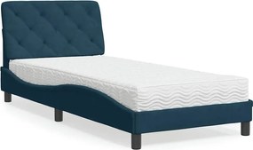 Postel s matrací modrá 90 x 200 cm samet 3208638